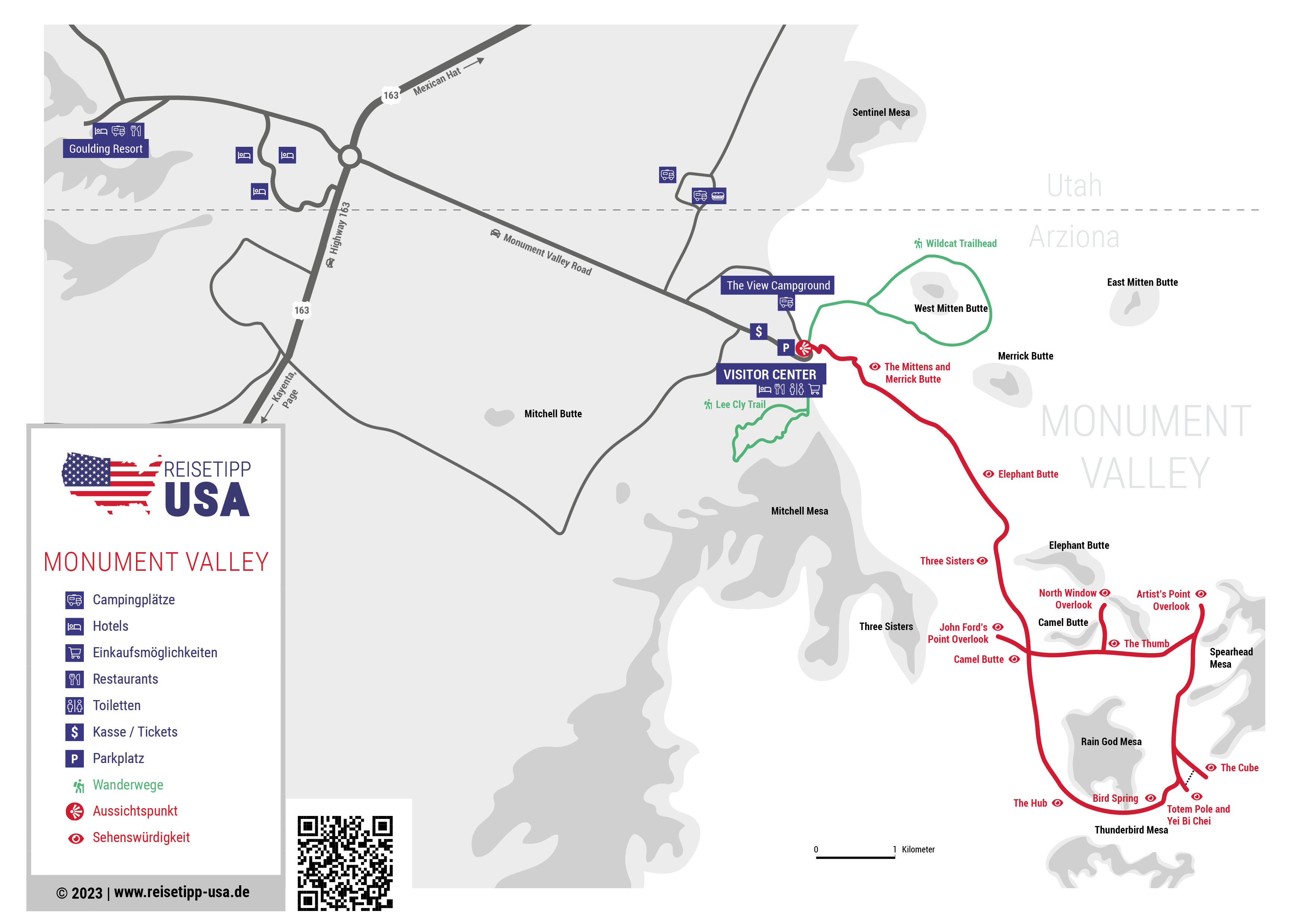Karte des Monument Valley - Reisetipp USA